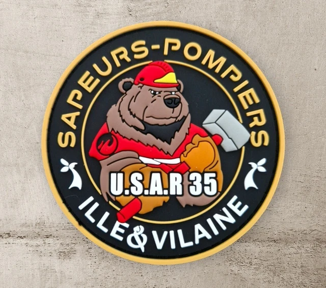 ANCIEN FIRE PATCH écusson Pompier USAR SD PVC SDIS 35 Sécurité Civile ...