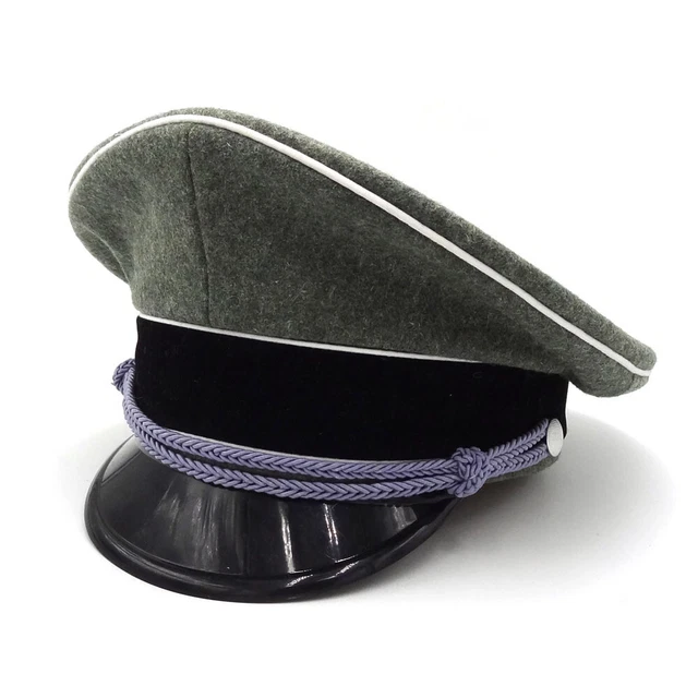 WWII WW2 GERMAN Elite Infantry Officer Wool Hat Officer Visor Cap Green ...