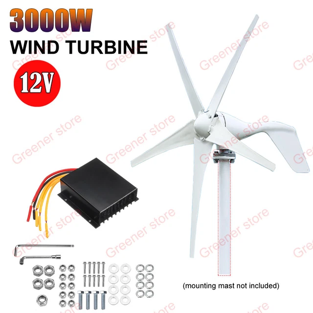 3000W 12V WIND Turbine Generator Home Free Power Kit Charge Controller ...