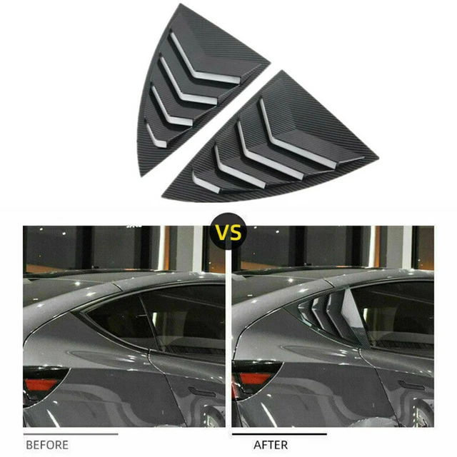 CARBON FIBER REAR Window Louver Shutter Cover Trim For Tesla Model Y ...