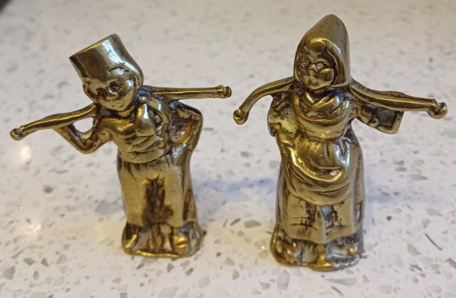 ANTIQUE SOLID BRASS Jack & Jill/Milk/Dutch Boy & Girl With Yolks - No ...