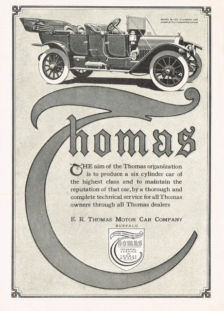1911 ORIGINAL ANTIQUE Thomas Model M Car Art Print Ad $34.98 - PicClick