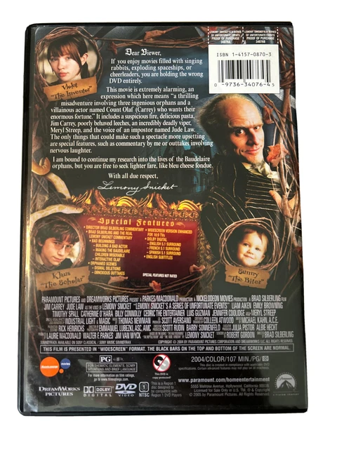 LEMONY SNICKETS A Series of Unfortunate Events (DVD, 2005, Widescreen ...