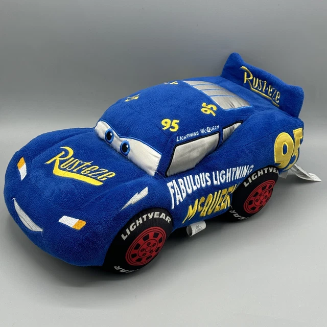 DISNEY STORE CARS Blue Lightning McQueen Plush 14" Fabulous Rust-eze ...