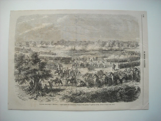 1866 ENGRAVING. Senegal. General Appearance Battle Of Paouos, Rip Exped ...