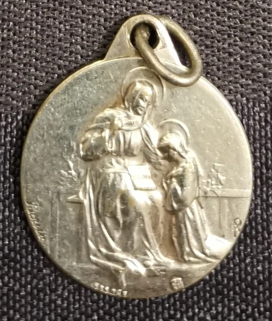 MÉDAILLE RELIGIEUSE ANCIENNE Sainte Saint Signée BOUIX communion Église ...