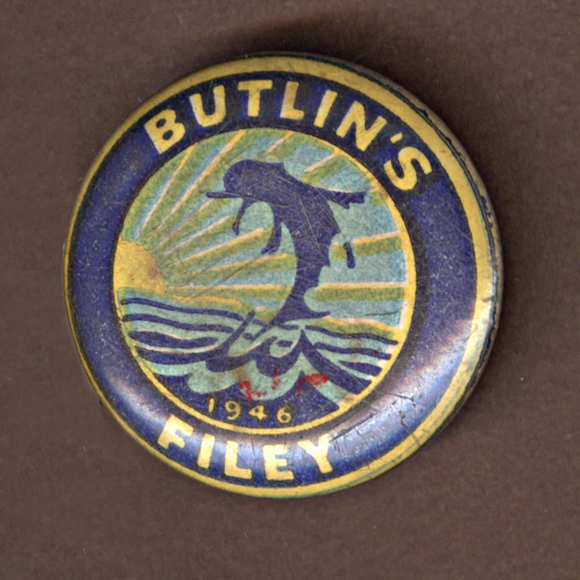 BUTLINS FILEY 1946 Colour Tin Rare Pin Badge EUR 29,37 - PicClick IT