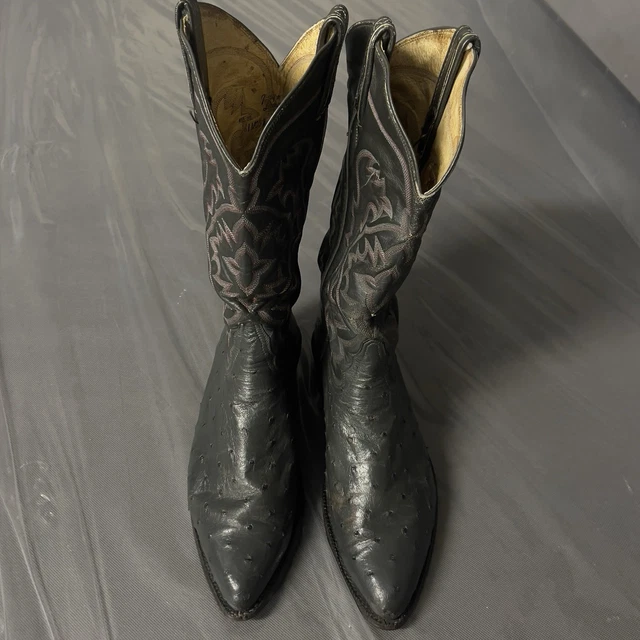 EXOTIC TONY LAMA Boots El Rey Genuine Ostrich Western Cowboy Men’s 8.5D ...