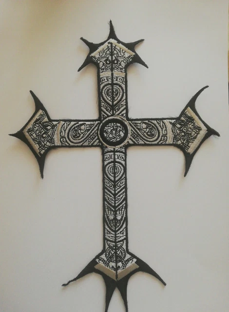 LARGE BLACK & White Gothic Celtic Cross Patch (10 x 7" approx) £4.50 ...