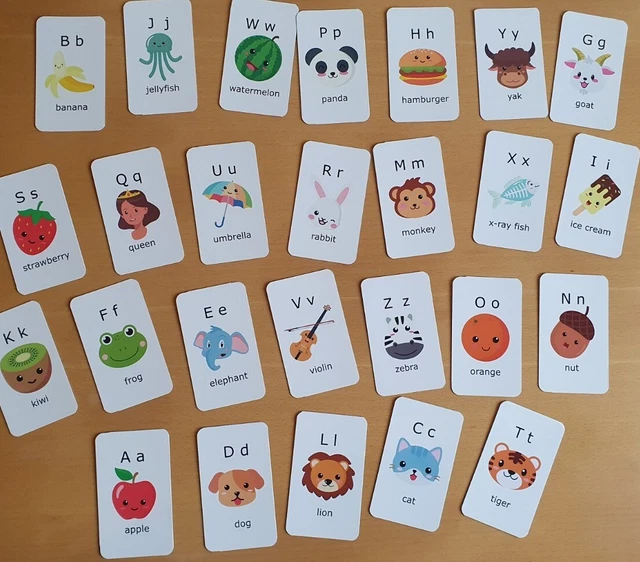 ALPHABET FLASH CARDS picture ABC colour EYFS preschool early year sen ...