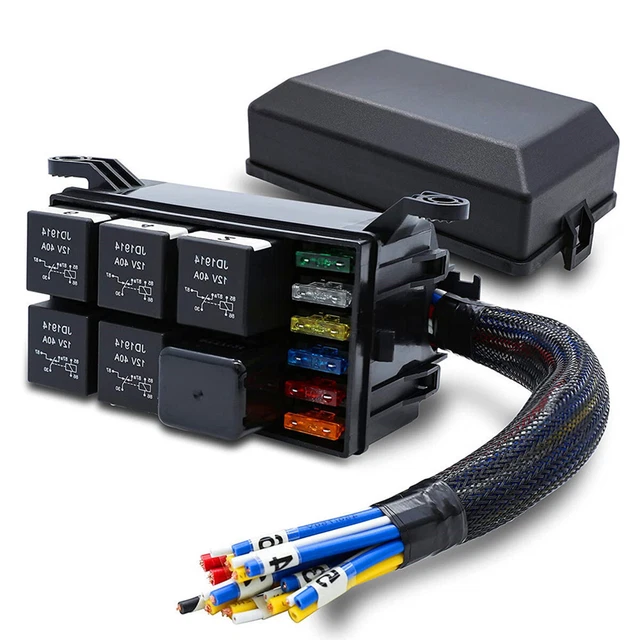 Universal Fuse Block 6 Way Relay Box Pre Wires For Car Truck Sedan