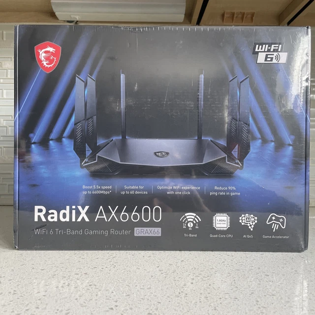 MSI RADIX AX6600 Wifi 6 Tri-band Gaming Router GRAX66 New Factory ...