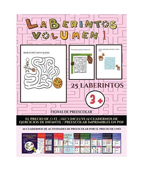 FICHAS DE PREESCOLAR (Laberintos - Volumen 1): (25 fichas imprimibles ...