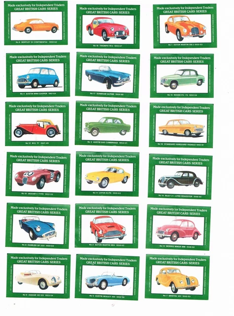 SET OF 18 Cornish Match Co matchbox labels Great British Cars Ac48. £3. ...