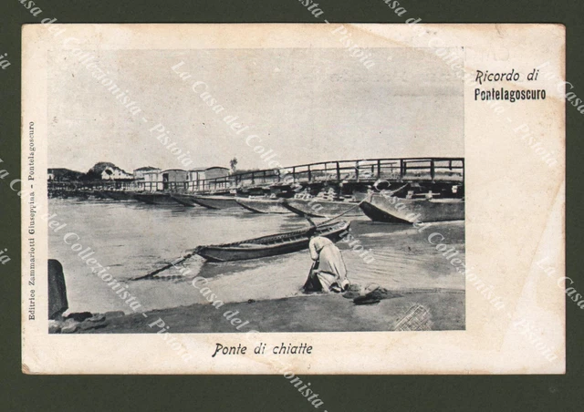 PONTELAGOSCURO, FERRARA. PONTE di Chiatte. Cartolina d'epoca inizio ...