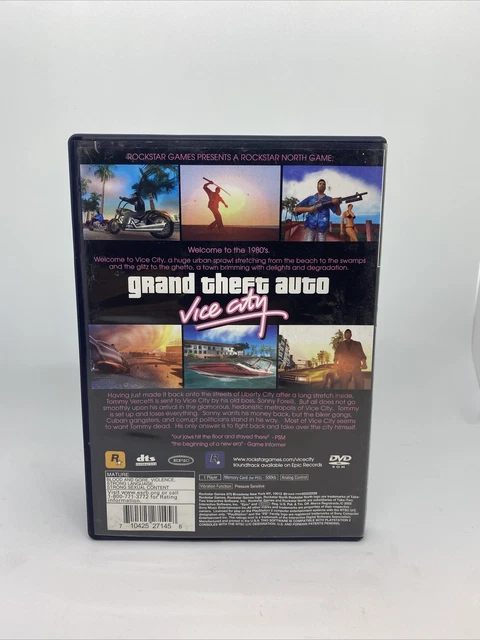 GRAND THEFT AUTO Vice City GTA for Sony PS2 PlayStation Disc And Case ...
