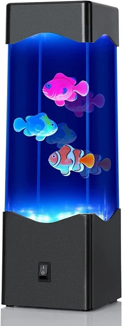 FISH LAVA LAMP Aquarium Fish Tank LED Mood Color Changing Night Light ...