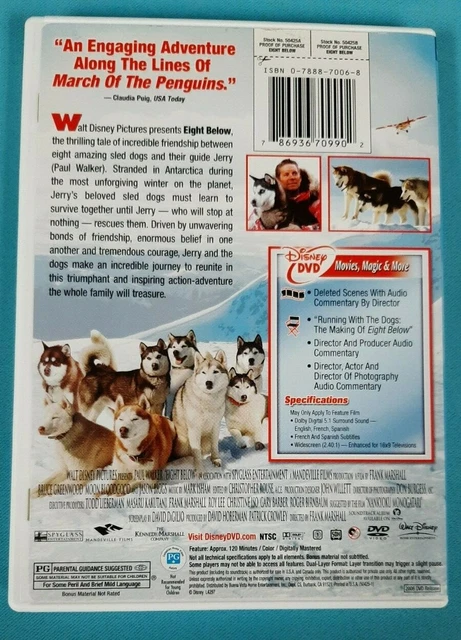 EIGHT BELOW (DISNEY DVD, 2006, Widescreen) Paul Walker, Rated PG $8.90 ...