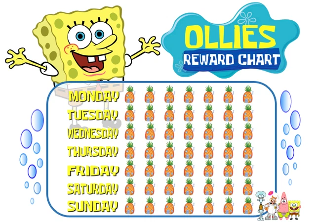PERSONALISED SPONGEBOB SQUAREPANTS Reward Chart Poster & Star Stickers ...