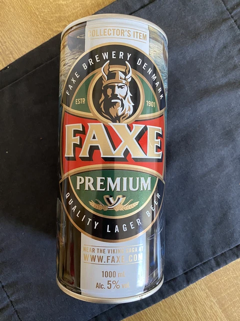 FAXE LAGER BEER Can Denmark Danish Collector's Item Empty Viking 1000Ml ...