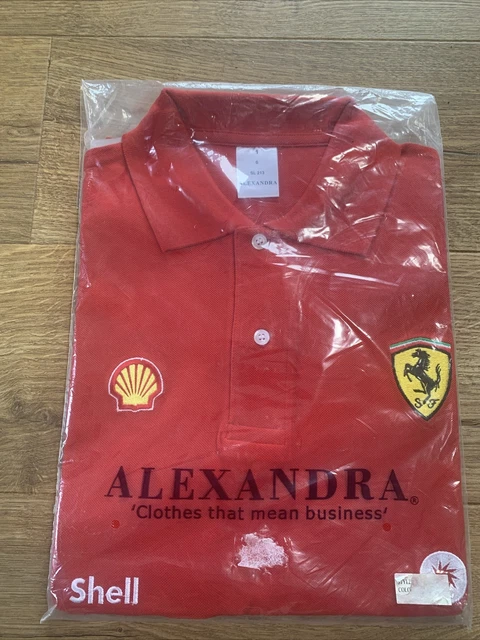 POLO SHIRT SHELL Large V-power Ferrari. Classico/Vintage Nuovo Rosso S ...