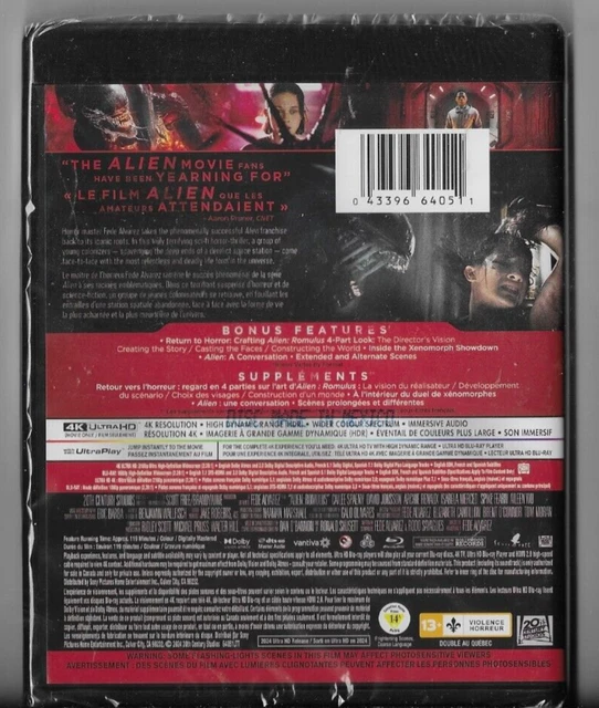 ALIEN ROMULUS [4K Ultra HD + Blu-Ray] NO SLIPCOVER $58.89 - PicClick CA
