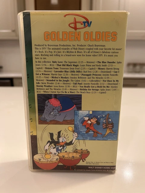 GOLDEN OLDIES VHS Tape 1984 Disney TV Animated Music Videos White ...