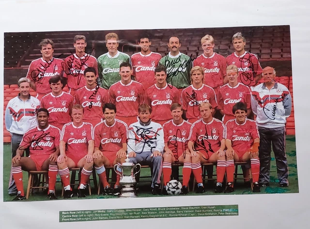 LIVERPOOL F.C. SEASON 1989/90 Team Photo -Signed by 13 of the group £75 ...