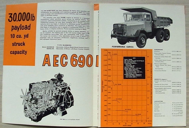 AEC 10 CU yd 690 DUMPTRUK Commercial Vehicle Sales Brochure Nov 1964 ...