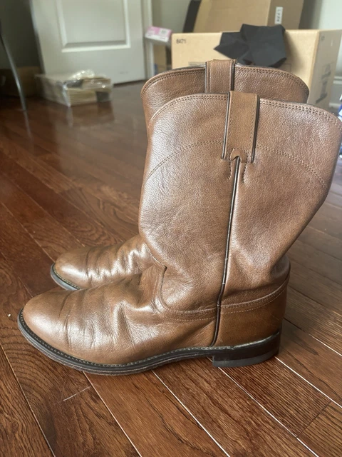 JUSTIN MEN - Size 9D - Vintage Brown Roper Cowboy Boots Style 3714 £40. ...
