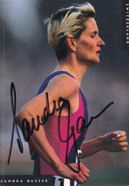 SANDRA GASSER, SUISSE, bronze Coupe du monde 1993 athlétisme, autographe original EUR 3,90 ...