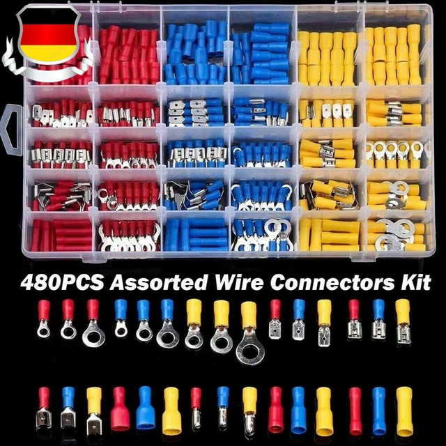 480X KABELSCHUHE SORTIMENT Box Auto KFZ Steckverbinder Set Flachstecker ...
