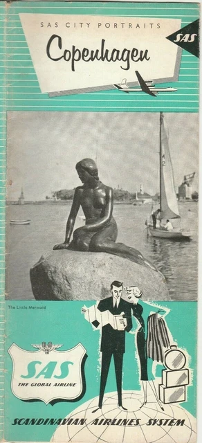 SCANDINAVIAN-DENMARK SAS OLD Rare Tourist Guide Brochure COPENHAGEN ...