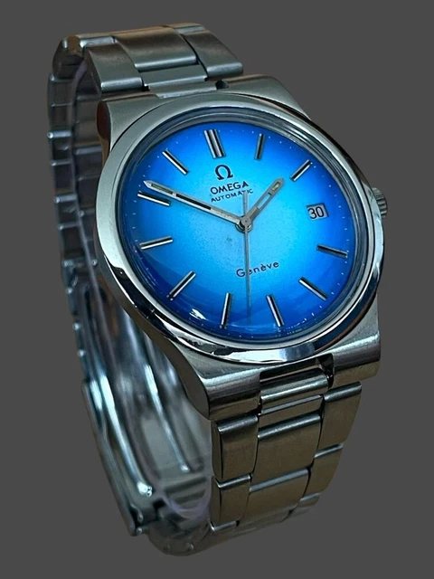 VINTAGE OMEGA GENEVE Automatic Two-tone Blue Dial Gents Watch £431.00 ...