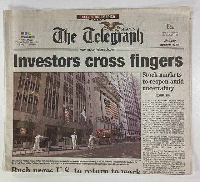 MACON GEORGIA TELEGRAPH Newspaper Setember 17, 2001 9/11 NYSE Beverley ...