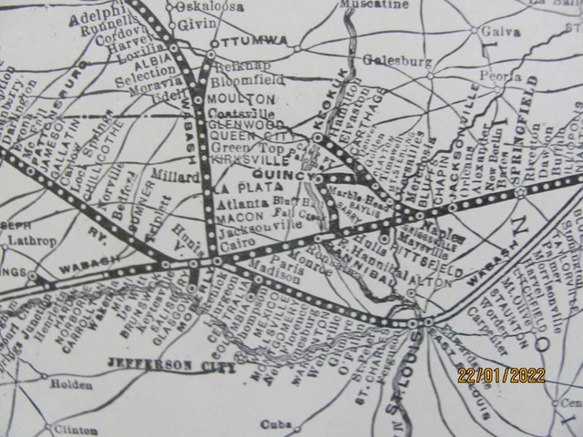 ANTIQUE 1925 WABASH Railroad Wab Rr System Map Michigan Depot History £ ...