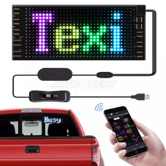 LED MATRIX PANEL USB Scrolling Bright Car RGB Light Signs APP Control ...