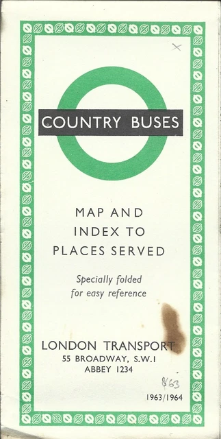 LONDON TRANSPORT COUNTRY Area Bus Map - 1963/1964 £5.92 - PicClick UK