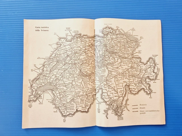 HOLIDAYS IN SWITZERLAND 50S Vintage Tourist Map Brochure Travel ...
