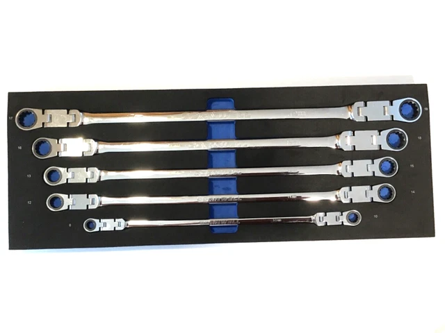 CORNWELL 5 PIECE Metric Extra Long DOUBLE Flex Head Ratchet Wrench Set CRWLDF5MS £335.71 ...