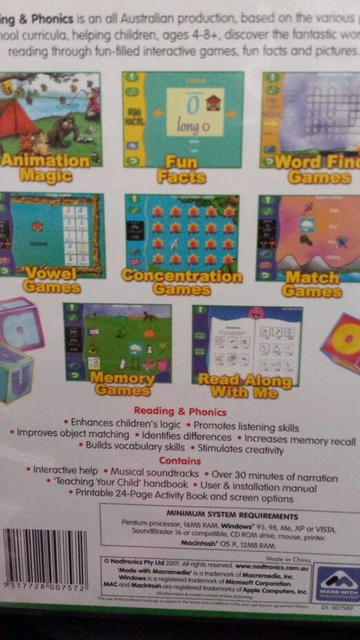 READING & PHONICS Ages 4-8 PC GAME - FREE POST * $9.99 - PicClick AU