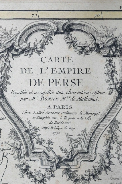 CARTE DE L'EMPIRE Perse 1771 cartographe Rigobert Bonne golfe persique ...