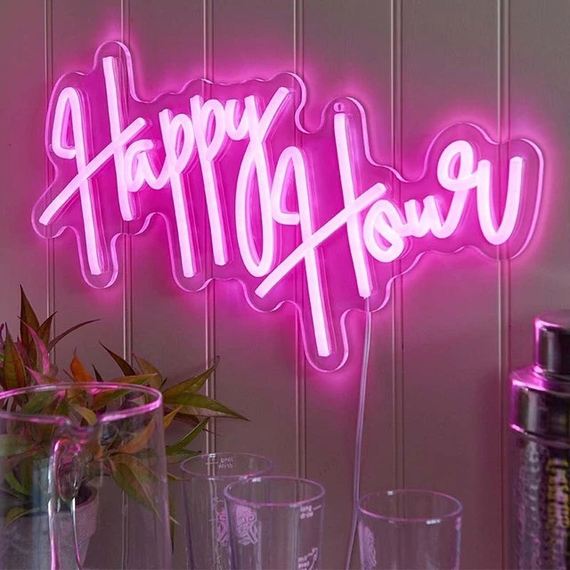 NEON PARTY TIME Light Pink & Blue LED Wall Lights USB Bar Lighting ...