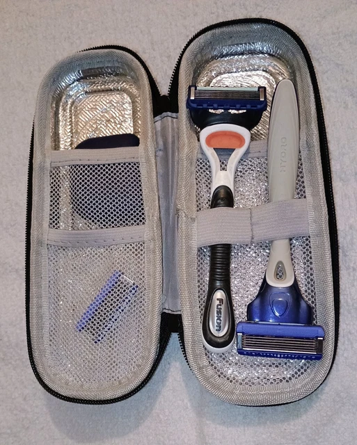 TRAVEL STORAGE POUCH Box Holder For Safety & Cartridge Razors Gillette ...