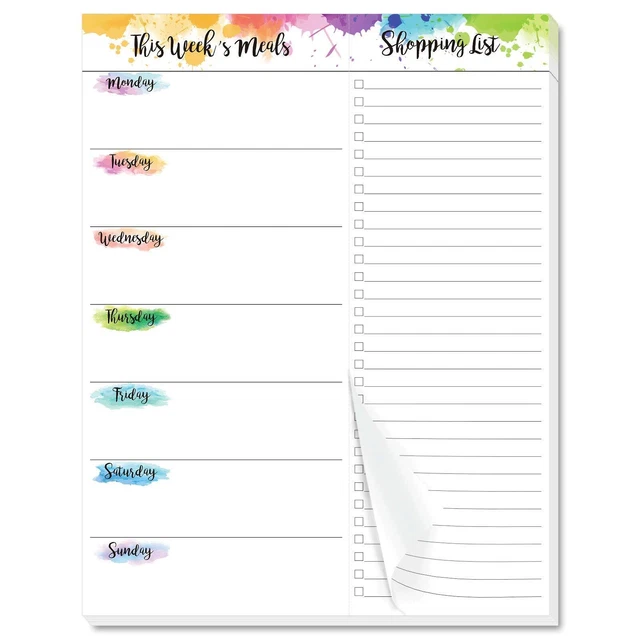 WEEKLY MEAL PLANNER Magnetic Grocery List Notepad Shopping List Pad for ...