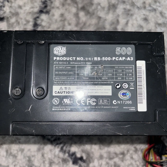 COOLER MASTER RS-500 PCAP A3 500W Power Supply PSU £20.00 - PicClick UK