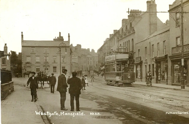 MANSFIELD SUPERB SCARCE RP animated scene Westgate with Open Top Tram ...