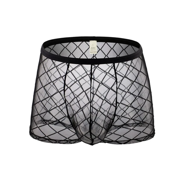 MENS SEXY SEMI-SEE Through Mesh Sheer Boxer Briefs Underwear Trunks ...