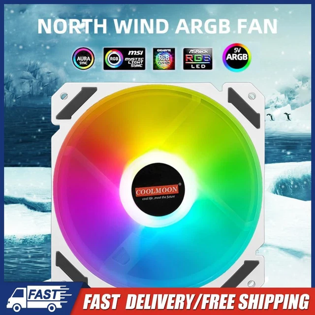 120MM PWM ARGB PC Case Fan 4 Pin Addressable RGB Cooling Fan for CPU ...