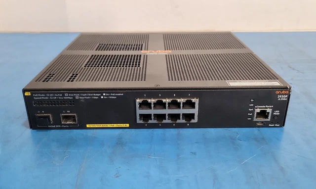 HP ARUBA 2930F 8G PoE+ 2SFP+ Switch JL258A 8 Port Layer Supported: 3 ...